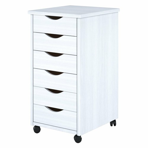 White 6 Drawer Rolling Storage File Cabinet Pine Craft Cart Office ...