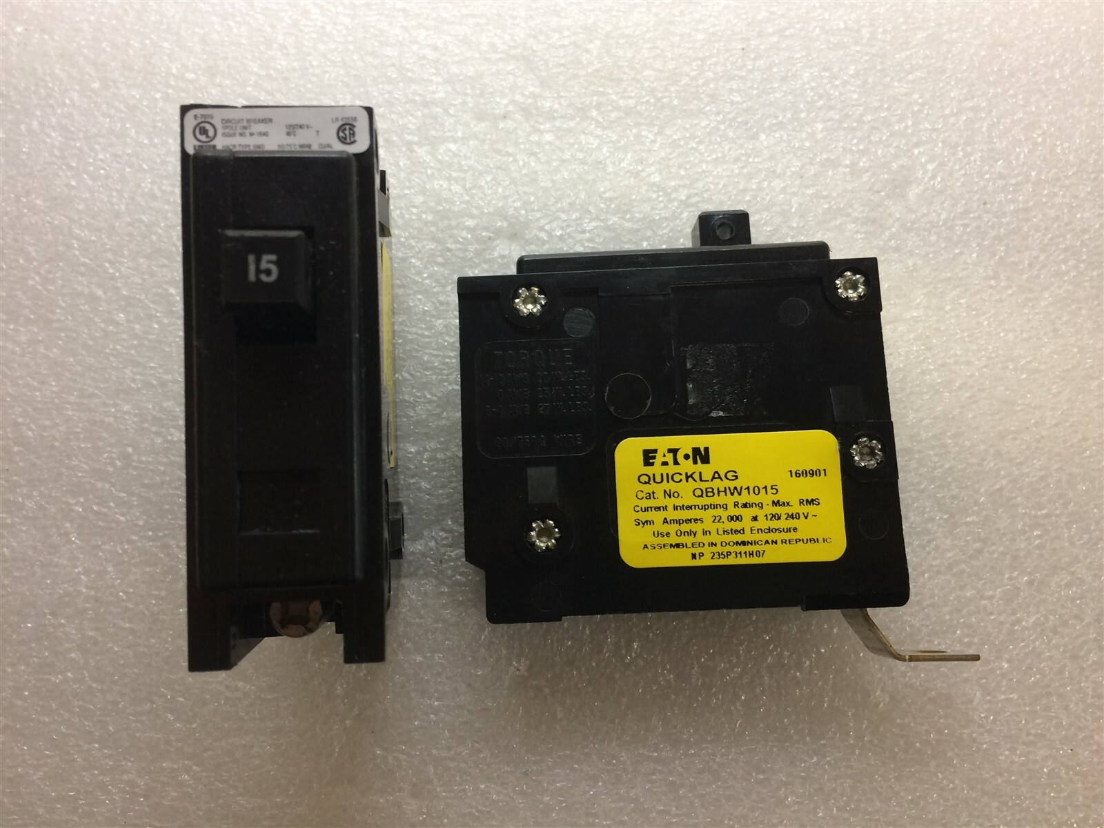 Eaton QBHW1015 QUICKLAG 1 Pole 15 Amp QBHW Breaker for sale online | eBay