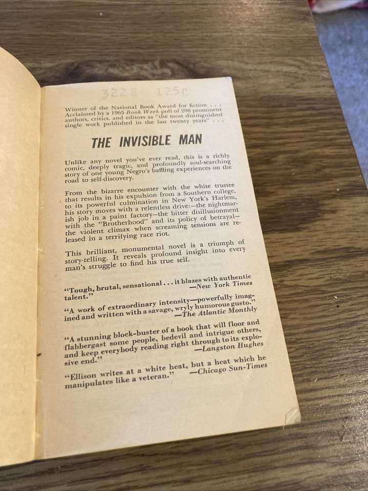 Invisible Man , Ralph Ellison ( 1952) 20th Printing, Signet Paperback ...