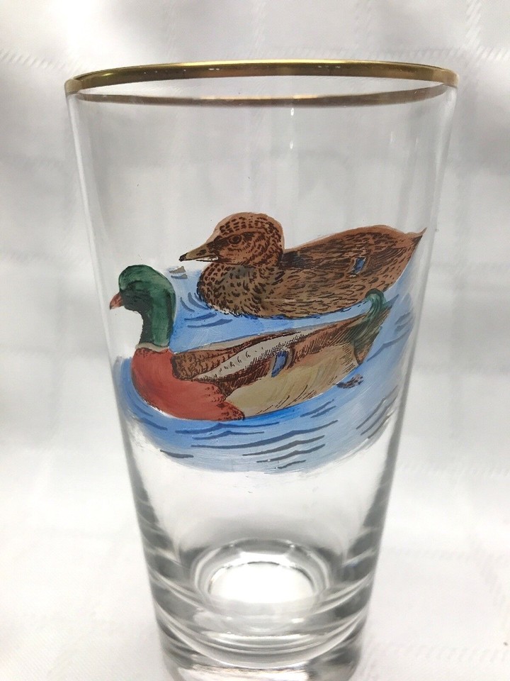 Duck Tumblers Set of 4 Glasses 4 Different Pics 16 oz Weighted Bottom ...