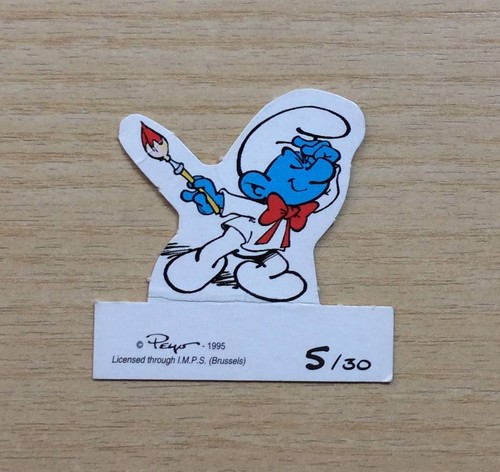 FIGURINE CARTONATE PEYO - I PUFFI 1995 -FIGURINA N°5/30 PUFFO PITTORE ...