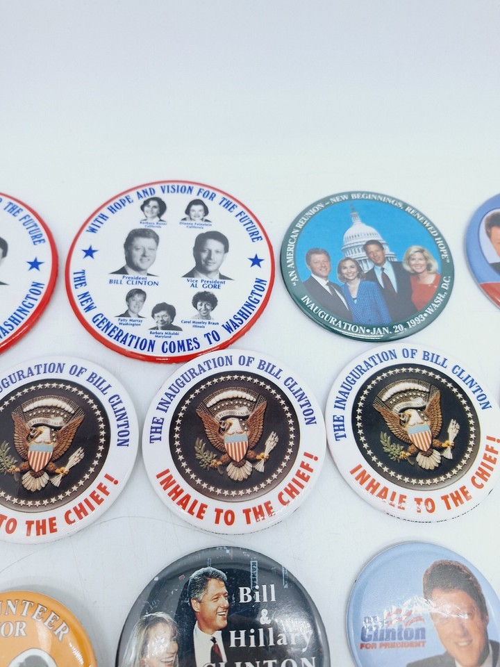 31 Political Campaign Buttons President Bill Clinton Al Gore Hillary ...