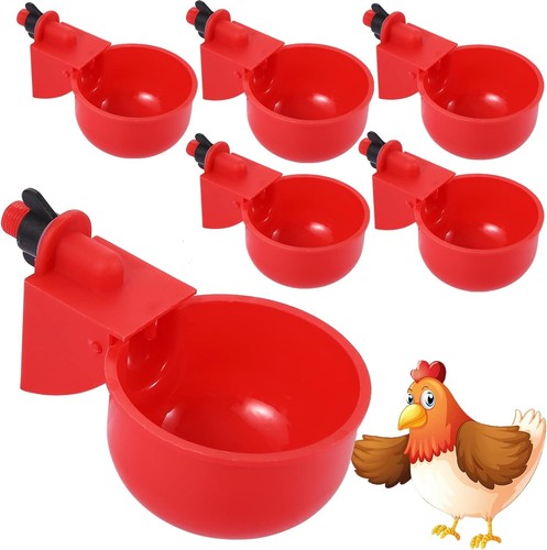 6 Pcs Automatic Watering Large Cups Poultry Drinker Waterer Chicken ...