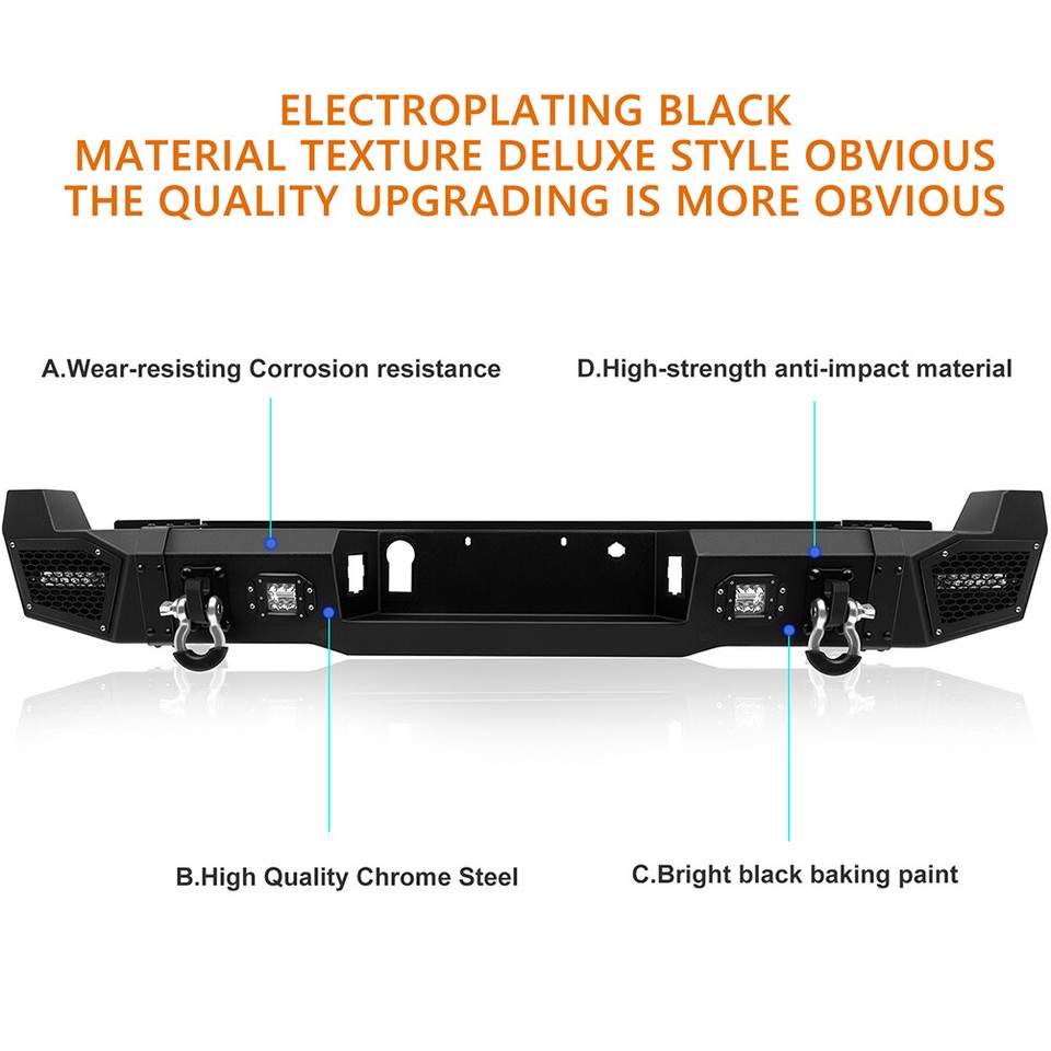 For 2017-2019 Ford F250 F350 F450 Black Texture Front Rear Bumper W ...