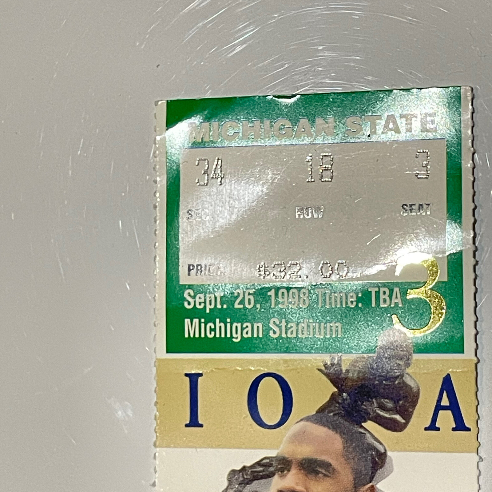 1998 Michigan v MSU Spartans TOM BRADY Original Football Ticket State ...