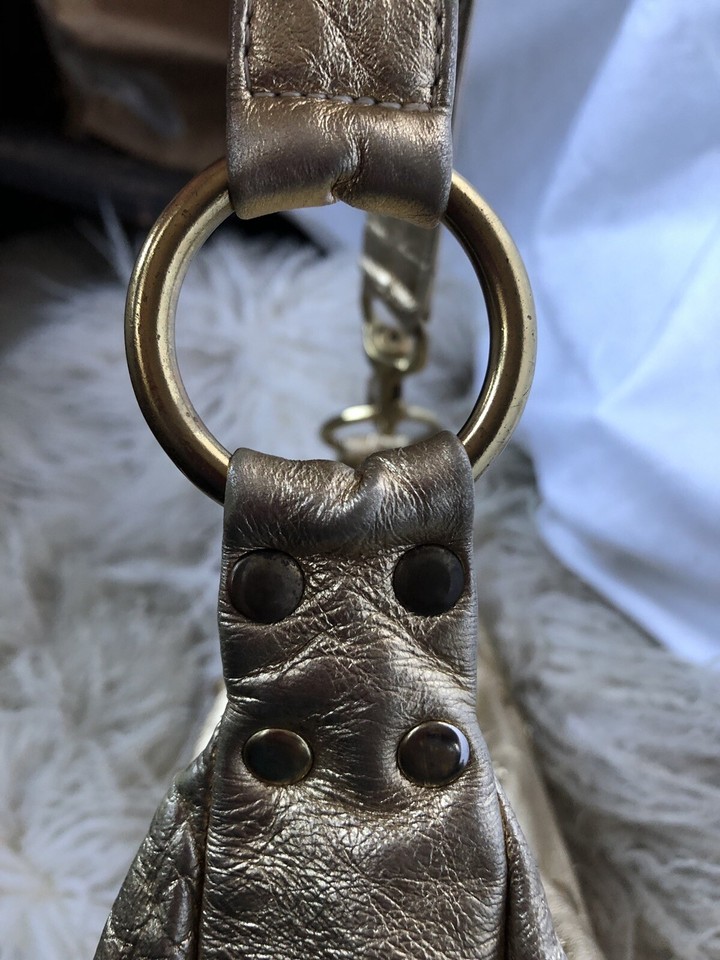 Kiki Pearl Hobo Bag - Gold Metallic with Rhinestones & Metal Studds ...