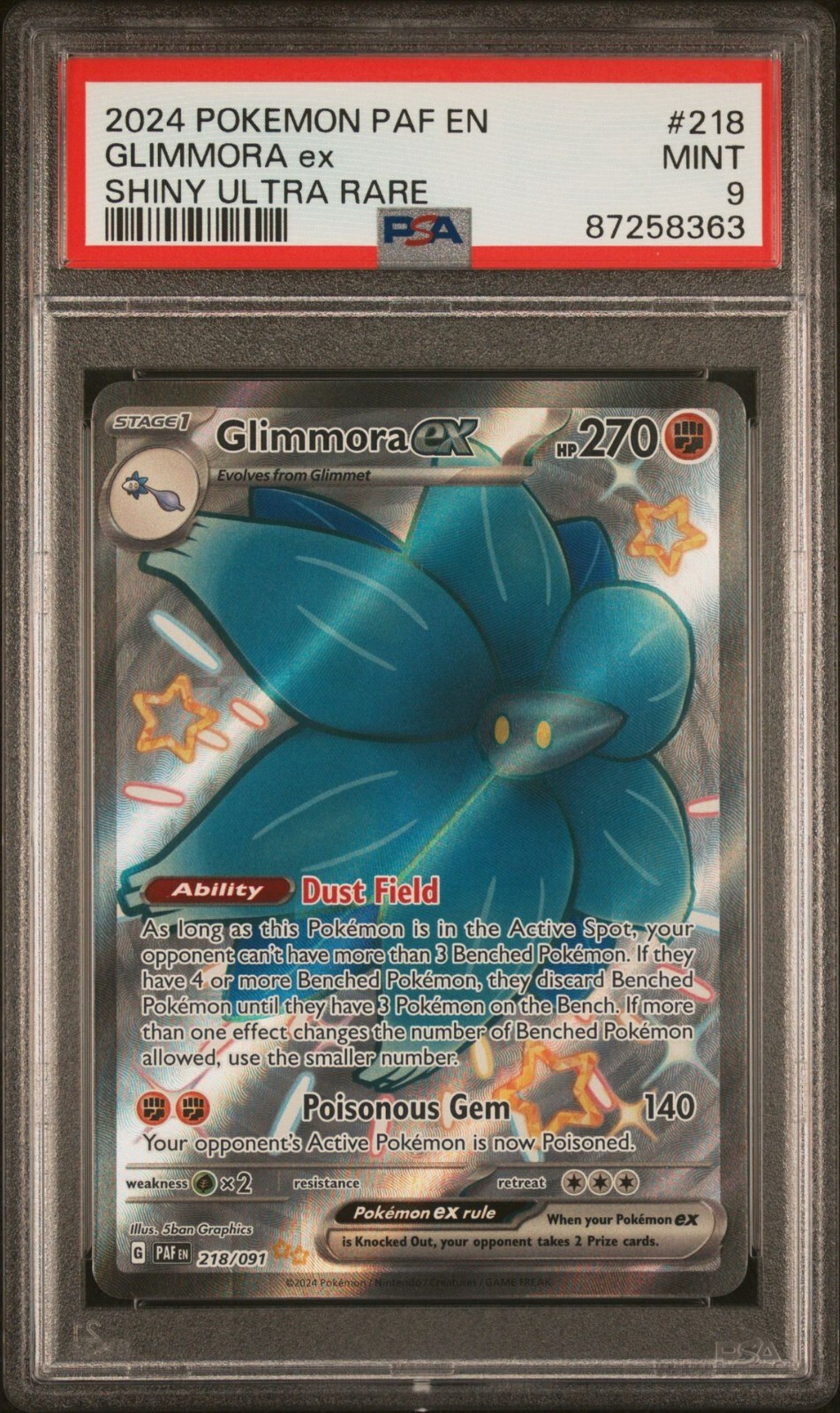 PSA 9 -Pokemon TCG - Glimmora EX Shiny Full Art Ultra Rare Holo Foil NM ...