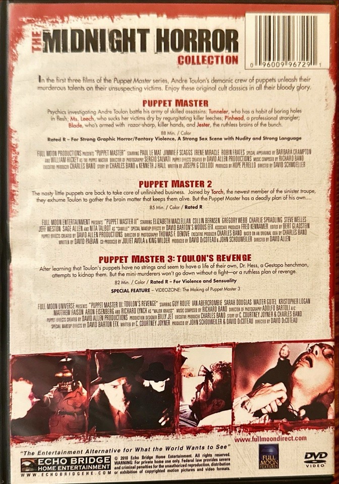 Midnight Horror Collection: Puppet Master 1, 2, and 3 (DVD, 2010 ...