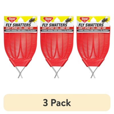 (3 pack)Enoz Fly Swatter, Wire Handled Plastic Fly Swatter, Assorted ...