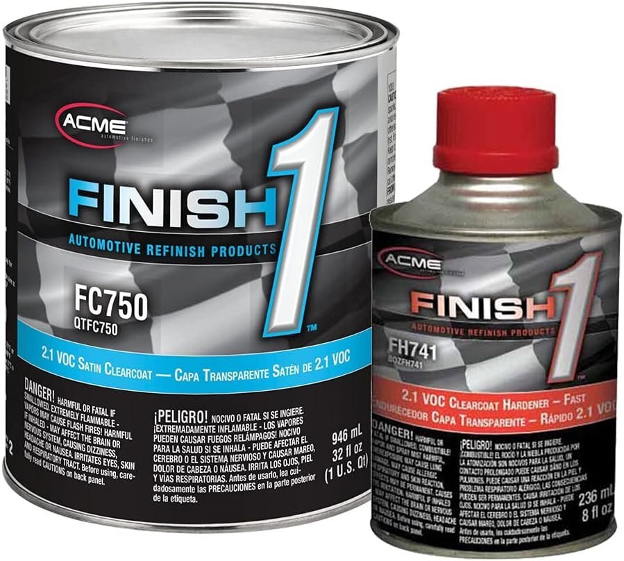Acme Finish 1 FC750 High Solid 2.1 VOC Satin Finish Clearcoat 1 Quart ...
