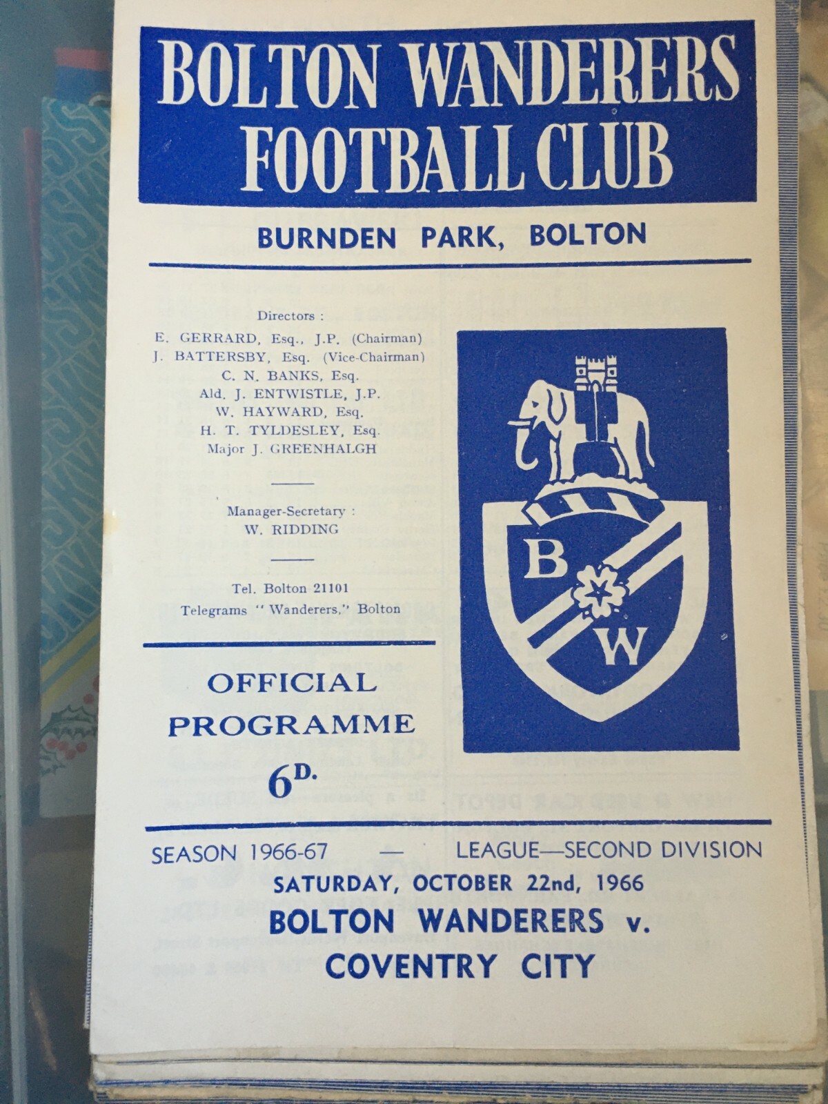 Bolton Wanderers HOME programmes 1950s 1960s League & Cup | eBay