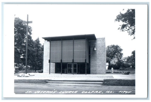 Colfax Illinois IL RPPC Photo Postcard St. Joseph's Church c1950's ...