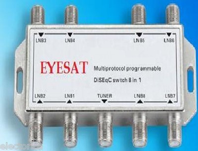 NEW DISEqC 8X1 SATELLITE MULTI-SWITCH FTA 4x1 FTA LNB FREE TO AIR DISH ...
