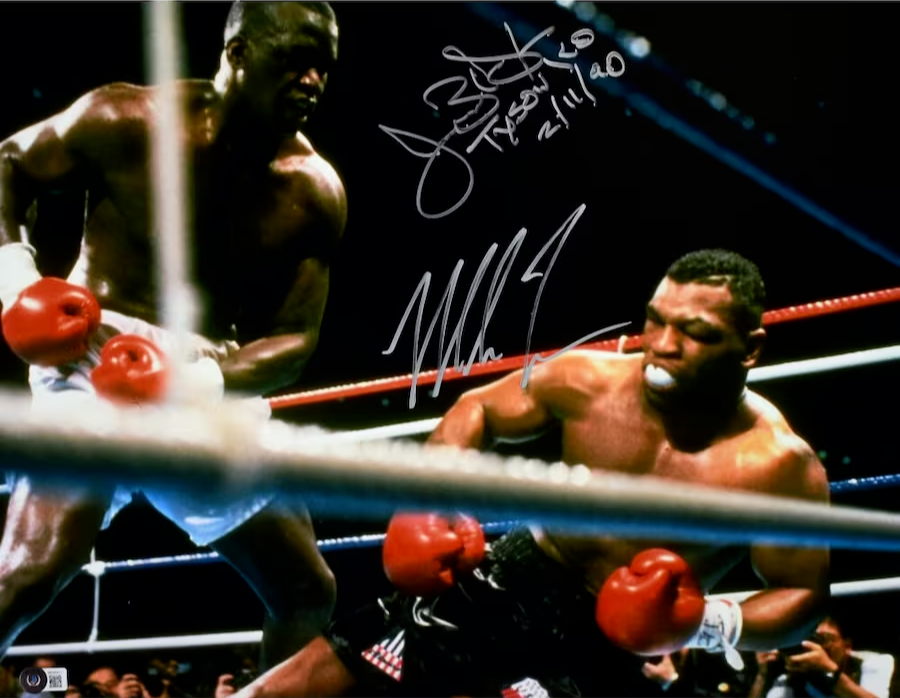 Framed Buster Douglas Mike Tyson Signed KO Photo Autograph Promo ...