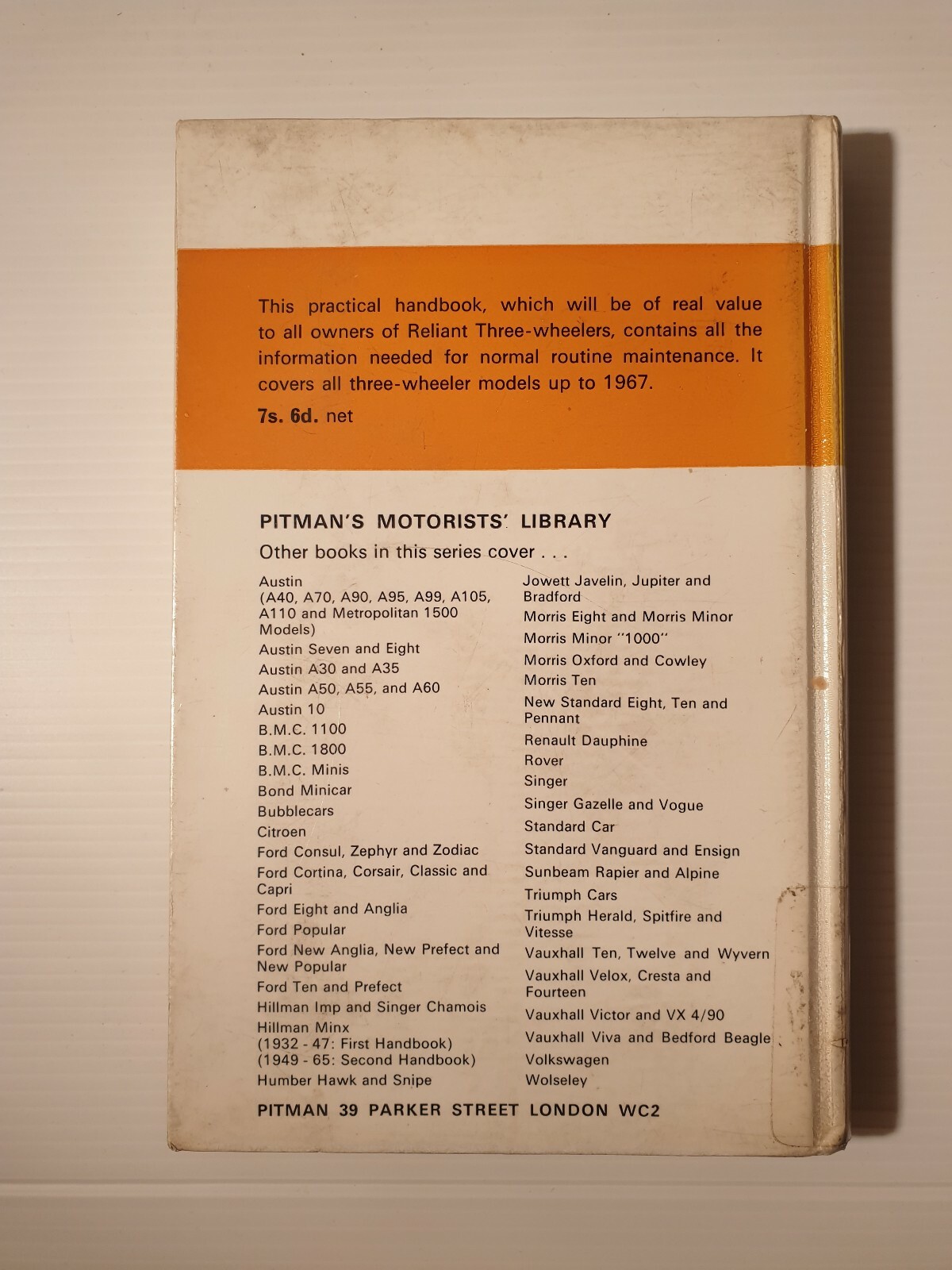 The Book of the Reliant - Thorpe - Pitman's Motorists' Library Reprint ...