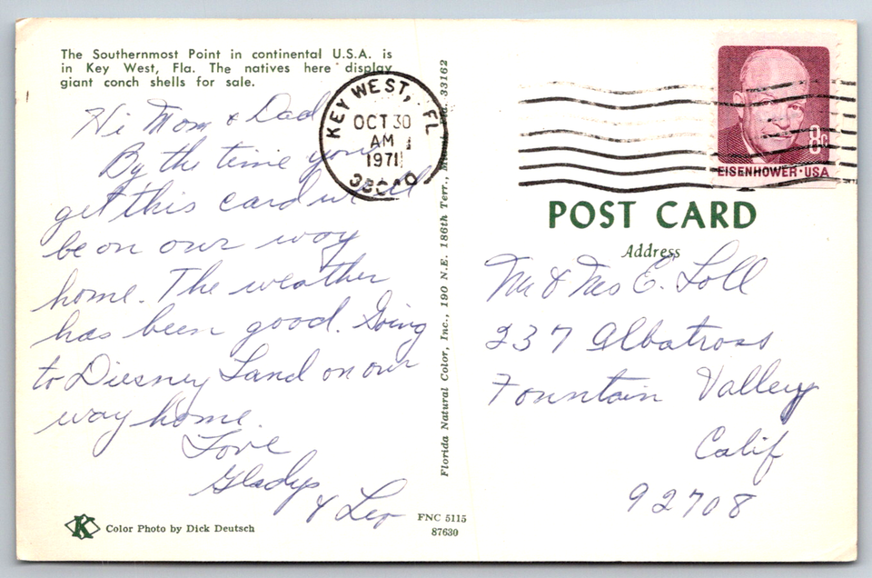 c1960s Postcard Southernmost Point Key West FL Conch Shells for Sale ...