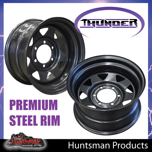 15x8 6 Stud Black Thunder Steel Wheel Rim -23 Offset 6/139.7 ...