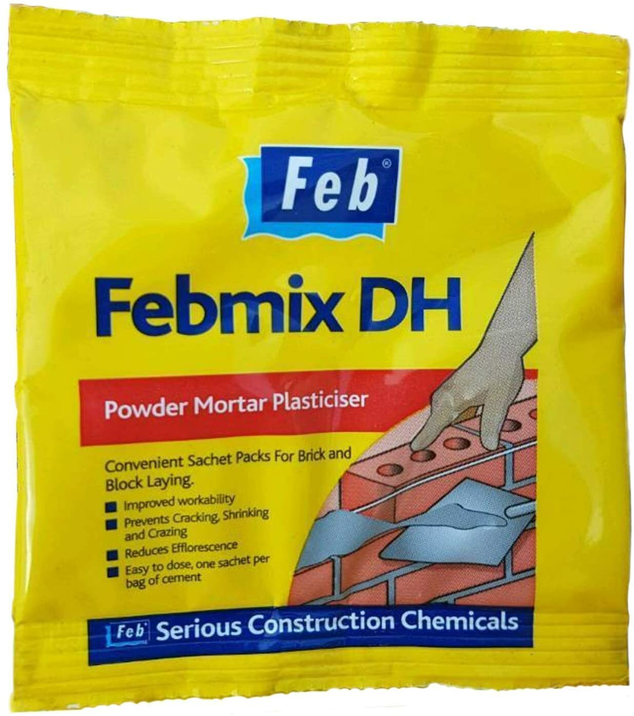 FEBMIX DH MORTAR POWDER SACHET - PLASTICISER CEMENT BRICK BLOCK LAYING ...