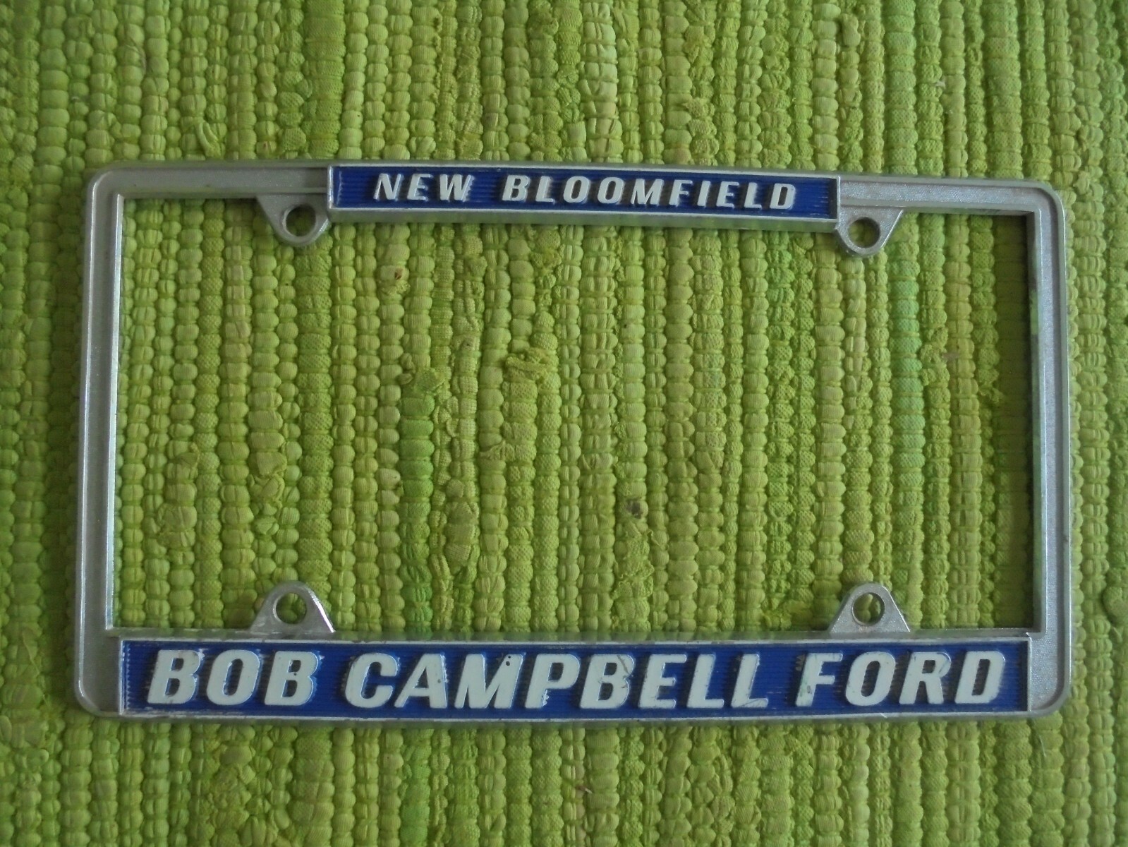 Vintage Bob Campbell FORD Dealer LICENSE PLATE FRAME New Bloomfield ...