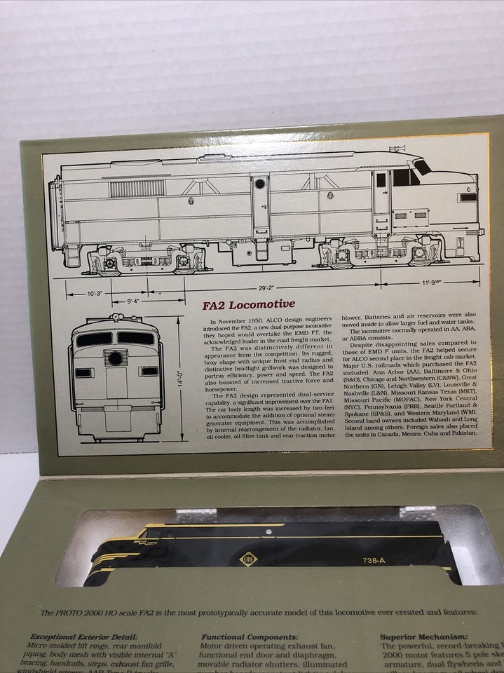 Proto 2000 Series FA2 Locomotive No. 8312 Erie, A Unit #738A | eBay