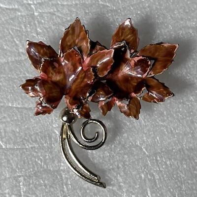 Vintage Coro Autumn Fall Brown Enamel Leaf Gold Tone Pin Brooch | eBay