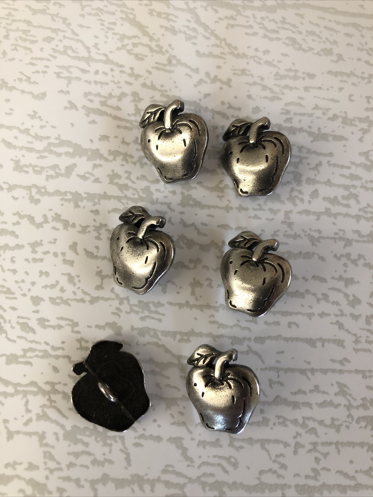 Apple Shaped Buttons Silver Metal With Shank Set Of 6 Vintage Apple ...