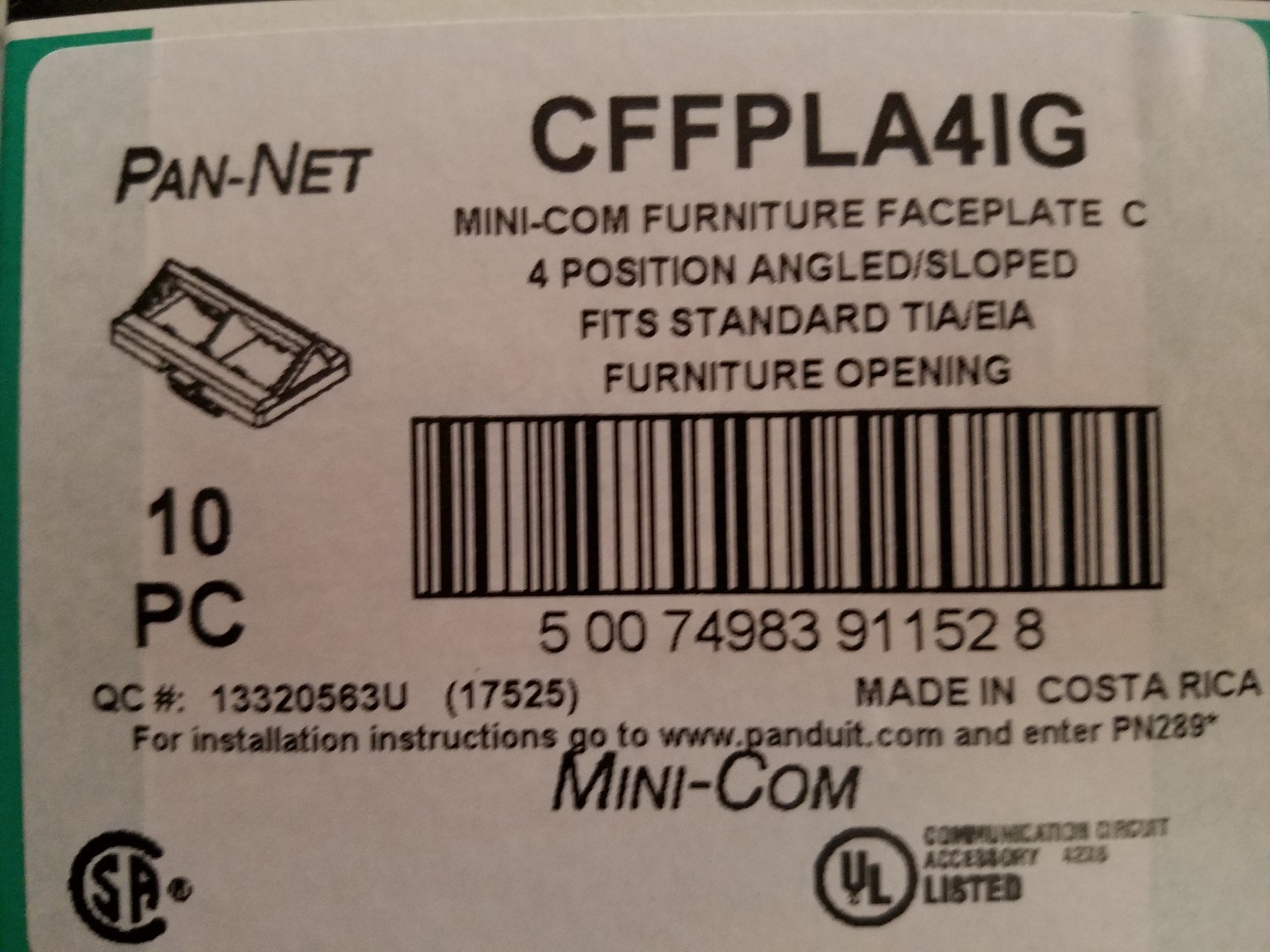 CFFPL4IG Panduit Furniture Plate 4-Port Angled - International Gray | eBay