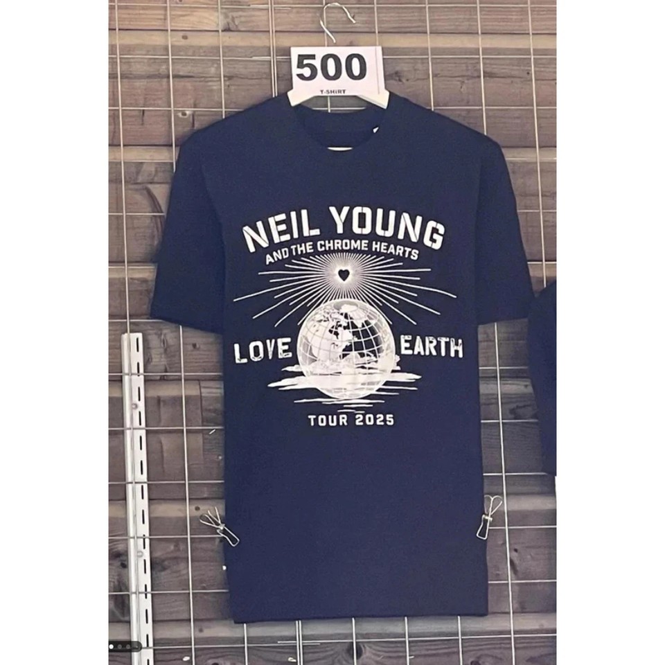 Neil Young Love Earth Tour Merch Tour 2025 Black T-shirt Full Size ...