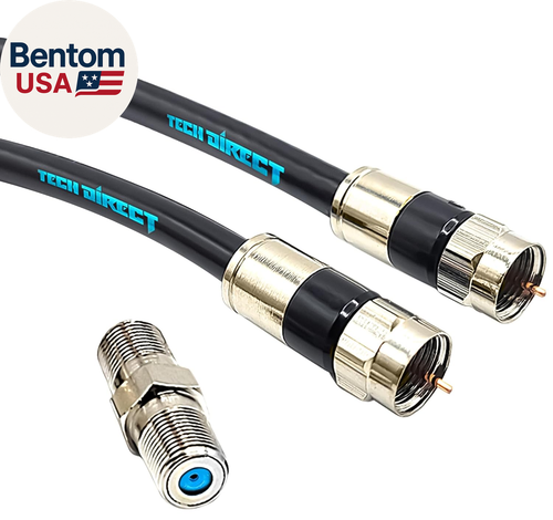 10FT RG6 Coaxial Cable Black - High Speed Internet, Cable TV, Antenna ...