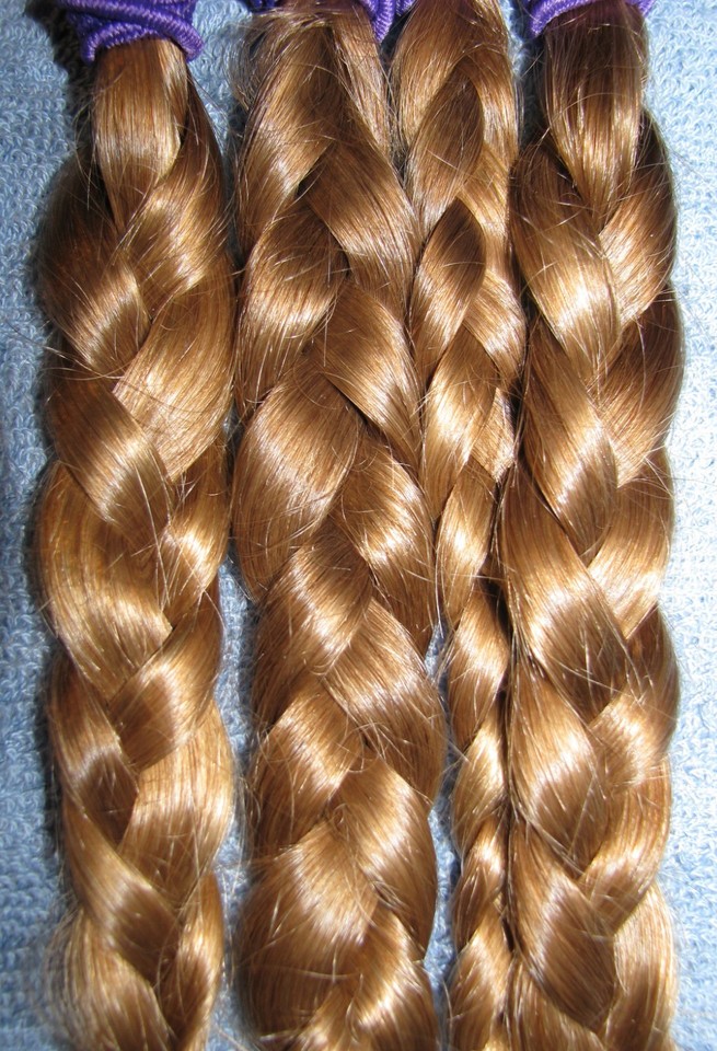 HUMAN HAIR FOUR VERY FINE BLONDE BRAIDS FROM ONE FEMALE HAIRCUT REBORN ...