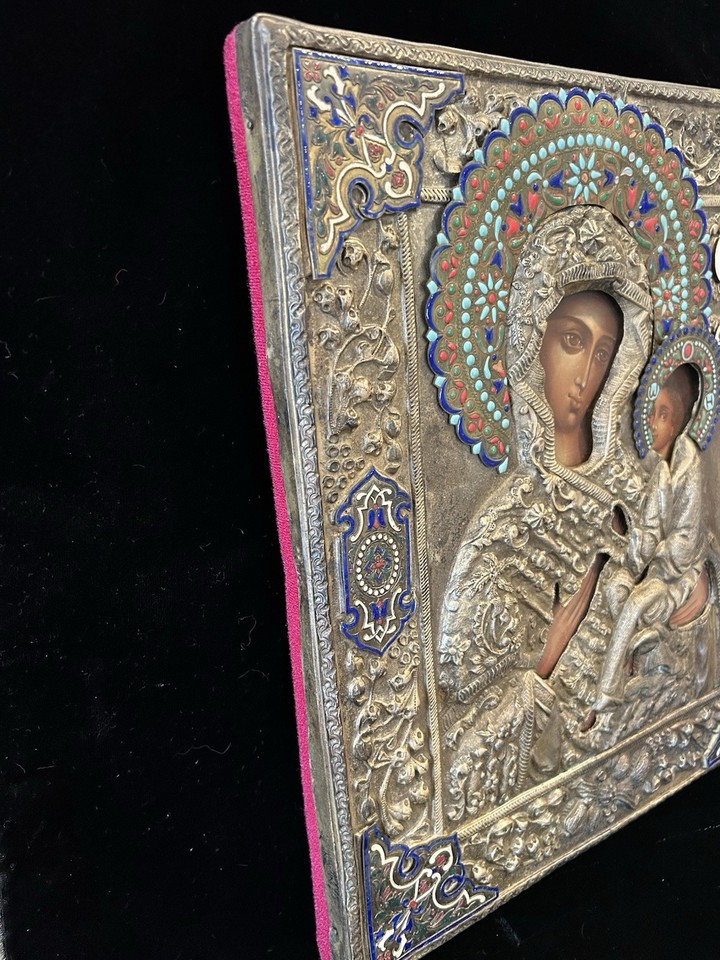Antique Russian Orthodox Icon Mother Of God Holding Baby Jesus | eBay
