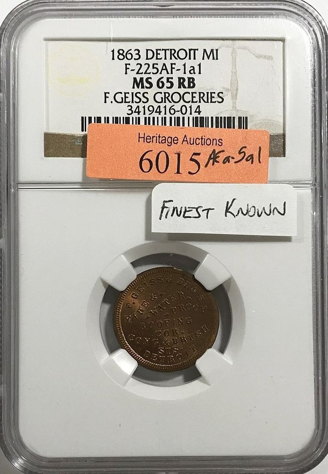 Detroit MI225AEa-5a1 R-9 NGC MS-65 RB - F. Geiss & Bro's Fire & Water ...