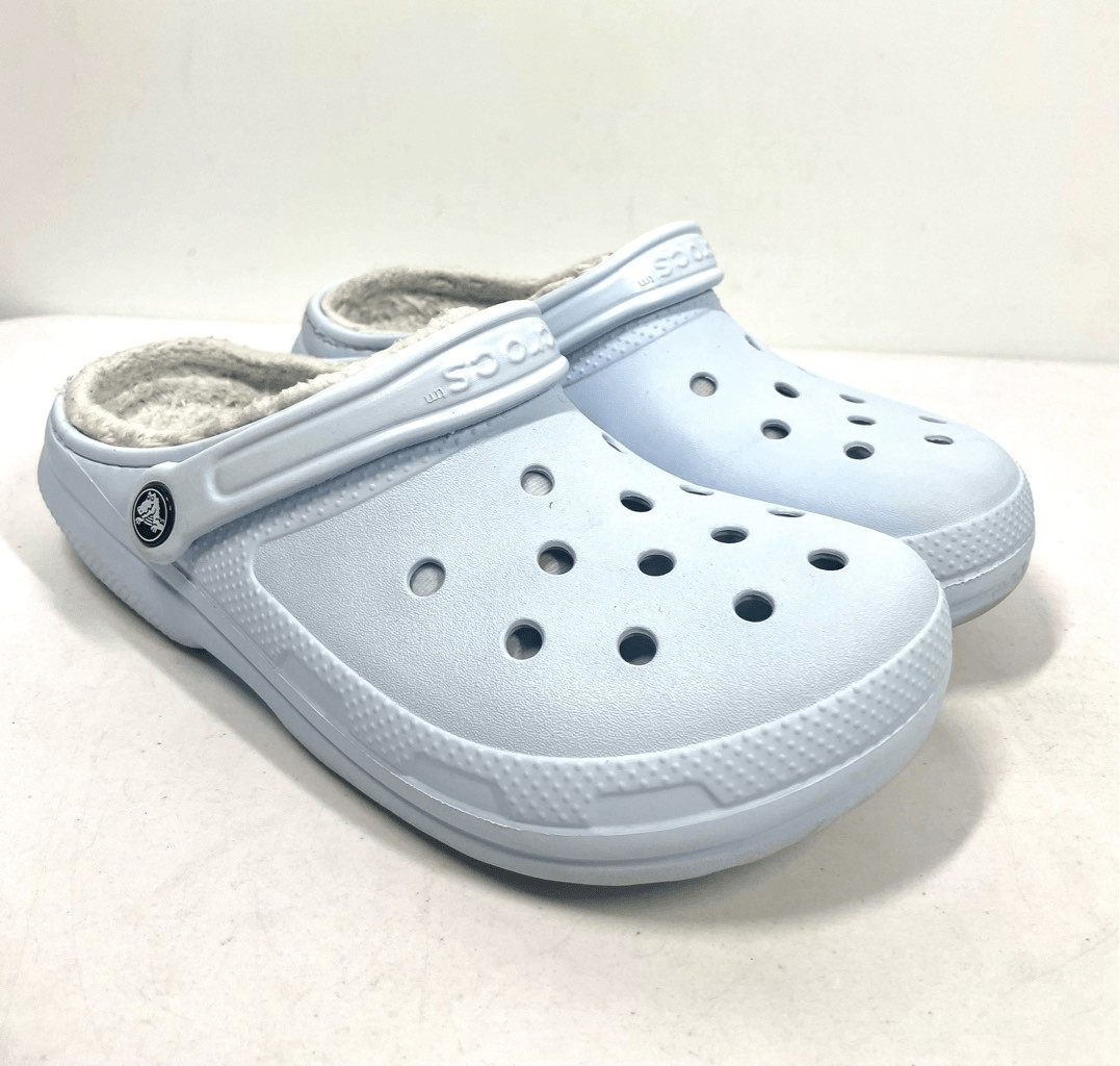 Crocs Classic Ice Blue Fur Lined Slip On Shoes Women … - Gem