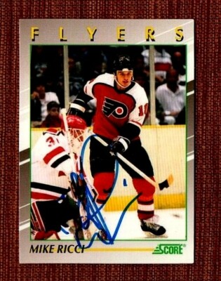 Mike Ricci AUTO 1991-92 Score Young Superstars #10 Flyers Hockey Card ...