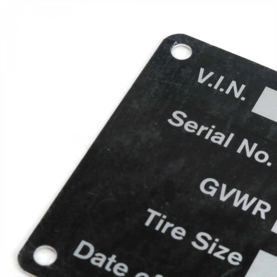 Blank Med Trailer Truck Equipment VIN frame Plate Serial Model # ID Tag ...