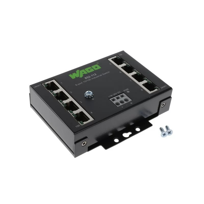 WAGO 852-112 Switch, 8 Port(s), Industrial, Fast Ethernet Unadministrab ...