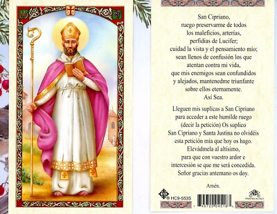 San Cipriano (Cyprian) + Prayer Spanish Paperstock Holy Card 553SNL | eBay