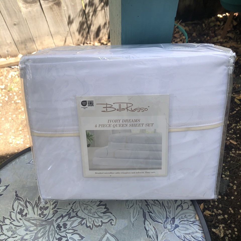 Bella Russo Microfiber Queen Sheet Set Ivory Dreams Wrinkle Resistant ...