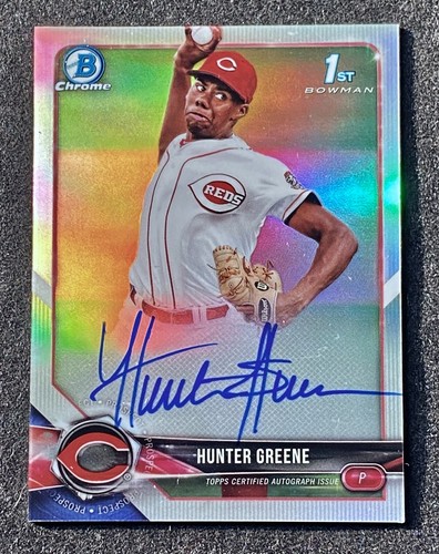 2018 HUNTER GREENE 1st Bowman Chrome Auto Silver Refractor Autograph ...