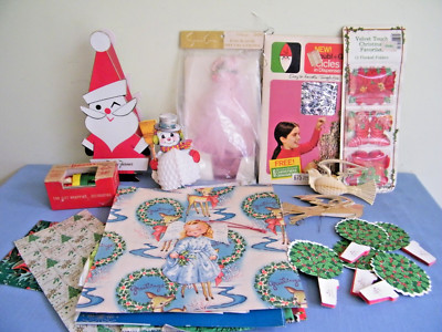 Vtg Christmas Lot ~ Santa Fanny Farmer Candy Box, Honeycomb, Flocked ...