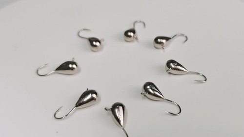 MUUNN 50pcs Unpainted Teardrop Tungsten Ice Fishing Jigs, Teardrop Ice ...