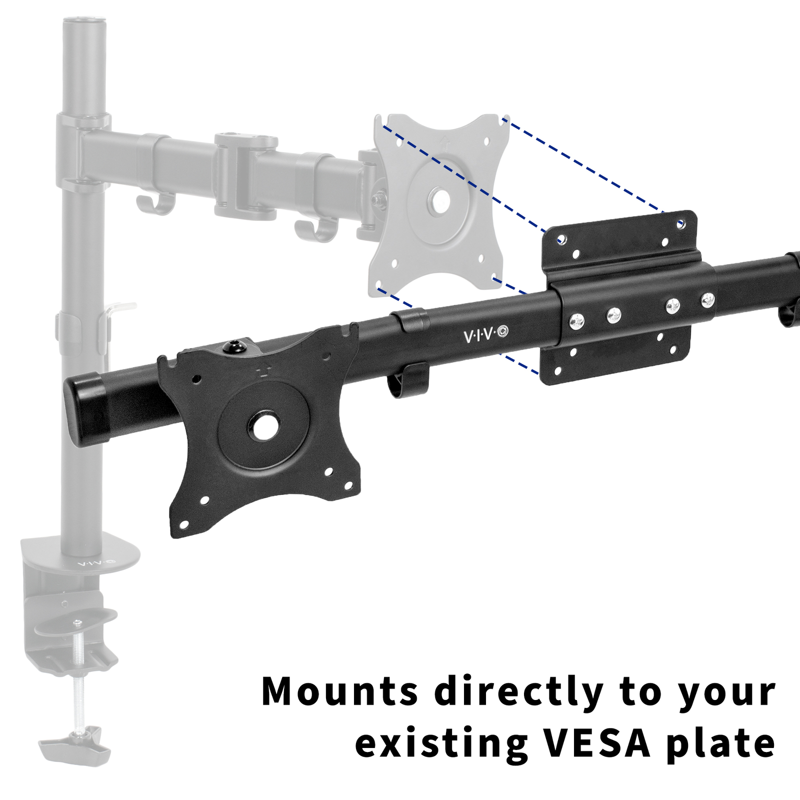 Dual VESA Bracket Adapter Horizontal Assembly Mount, 2 Monitor Screens ...