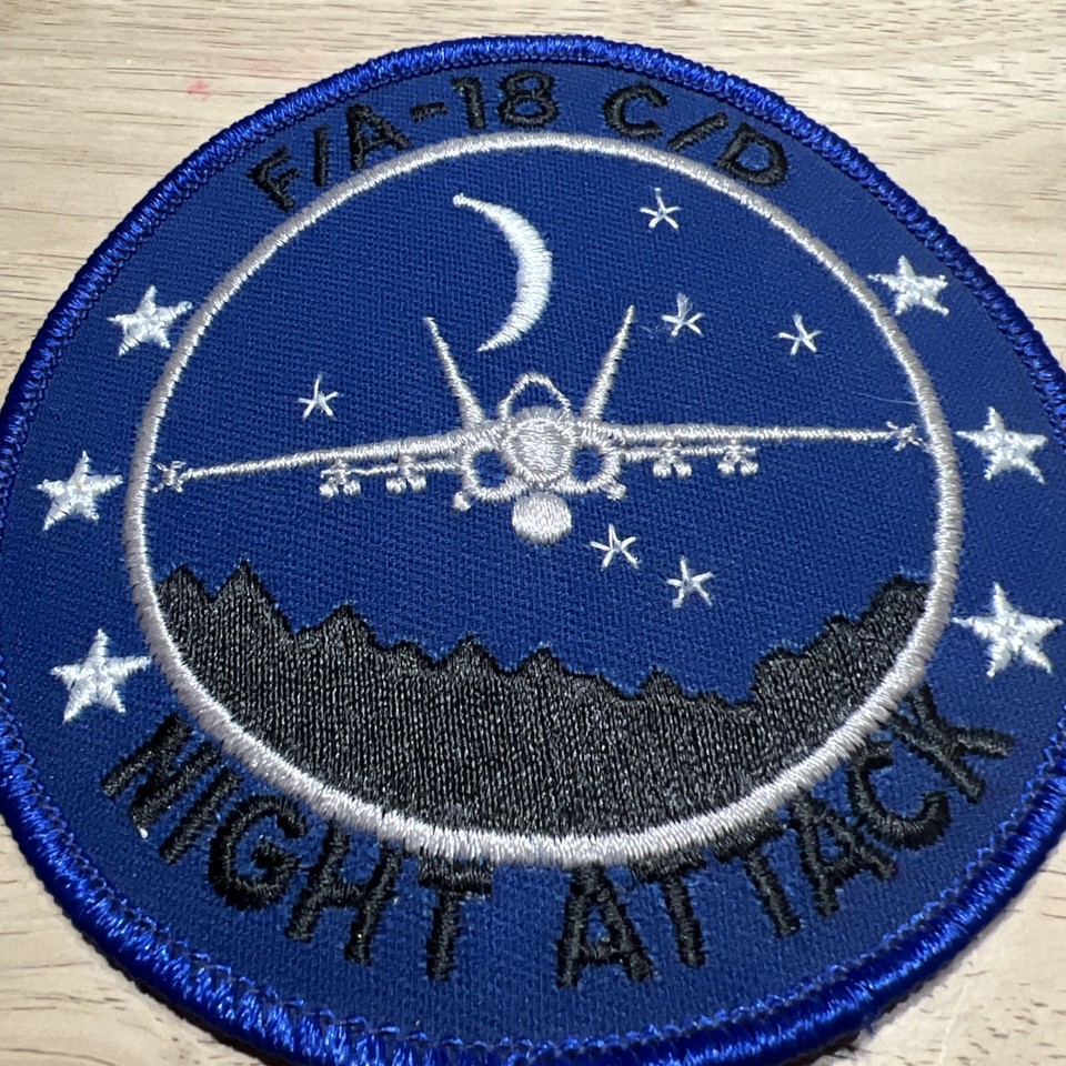 Night Attack F18 F/A-18 C/D Fighter Bomber Jet Squadron Patch USA Made ...