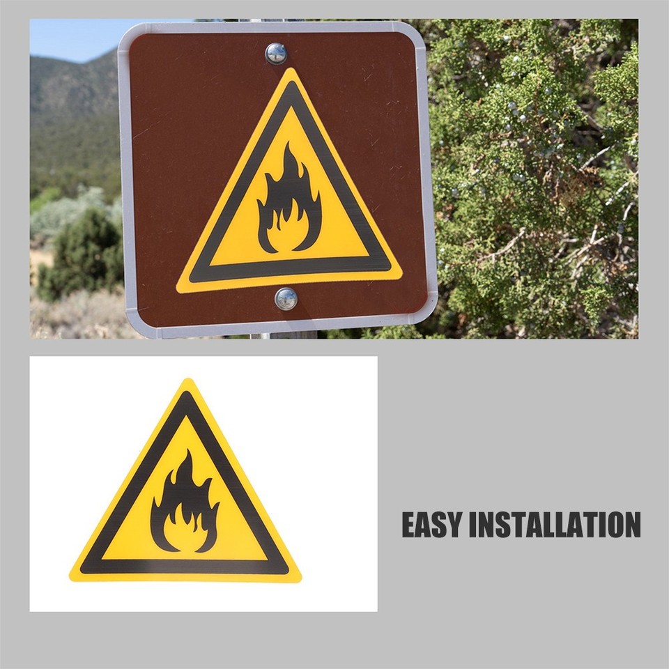 2 Pcs Security Signs Flammable Warning Label Safety Stickers Fire ...