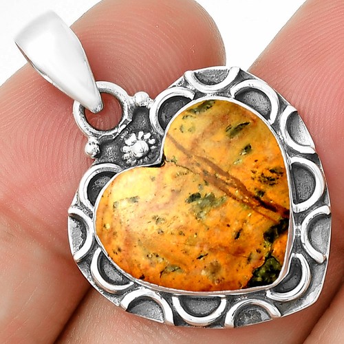 Heart Moroccan Yellow Jacket Jasper 925 Sterling Silver Pendant Jewelry ...