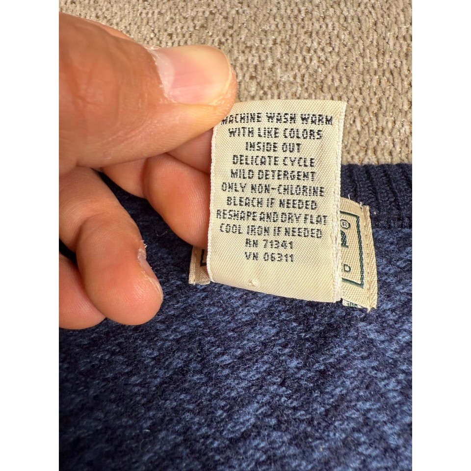 L.L.Bean Men's Vest L-Reg 100% Lambswool Navy Blue Chevron Knit ...