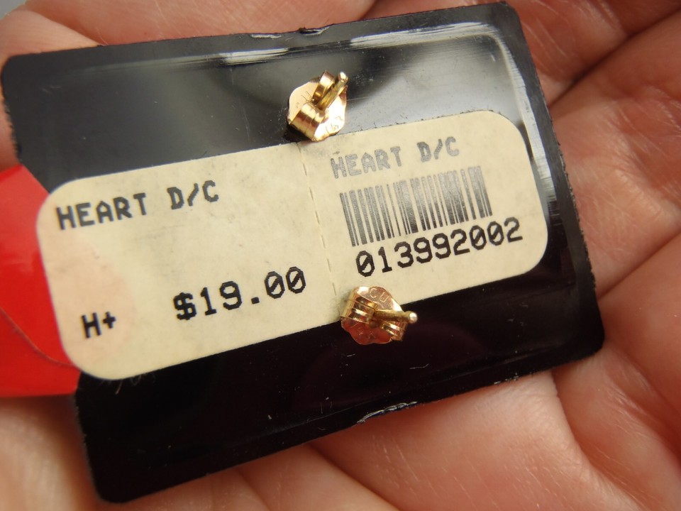Solid 14kt Yellow Gold Heart Shape Stud Earrings Small Dainty Earrings ...