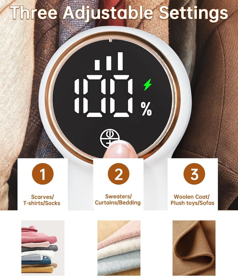 HBN Fabric Shaver, Electric Lint Remover, Rechargeable Sweater Defuzzer ...