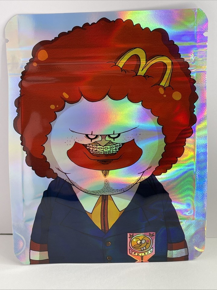 25 Evil Ronald McDonald Candy Bag Party Foil Resealable 3.5 Grams .125 ...