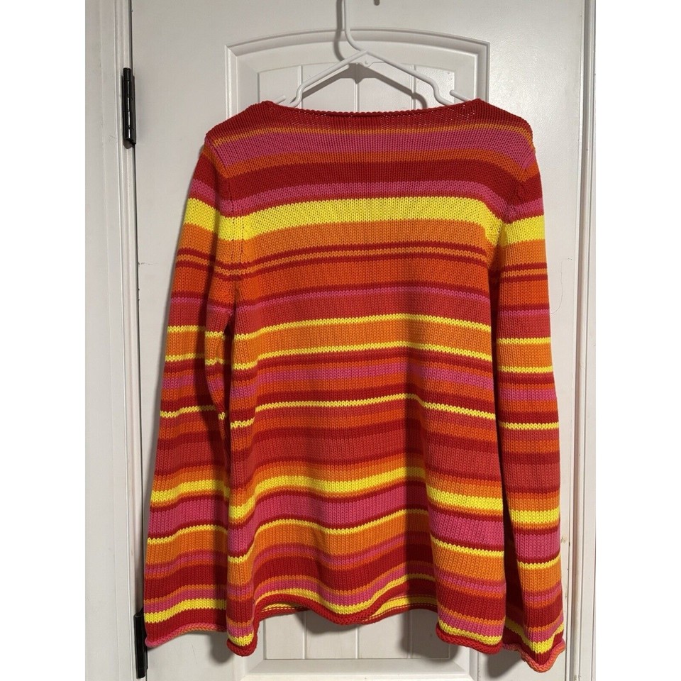 Isaac Mizrahi for Target Striped Boat Neck Pullover Sweater Pink/Orange ...